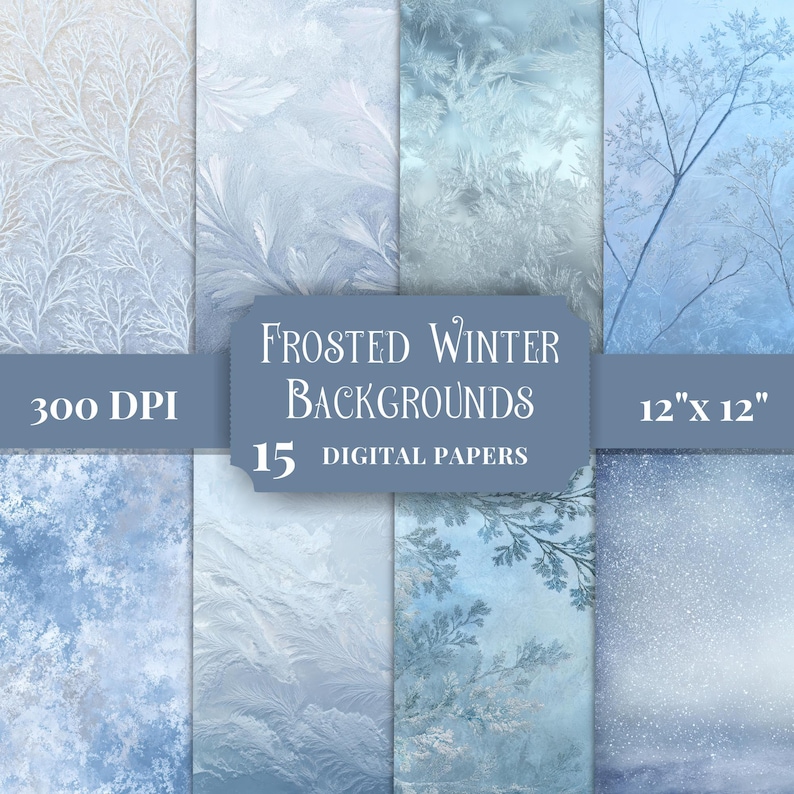 Frosted Winter Backgrounds, Vintage Icy Textures, Snow Digital ...