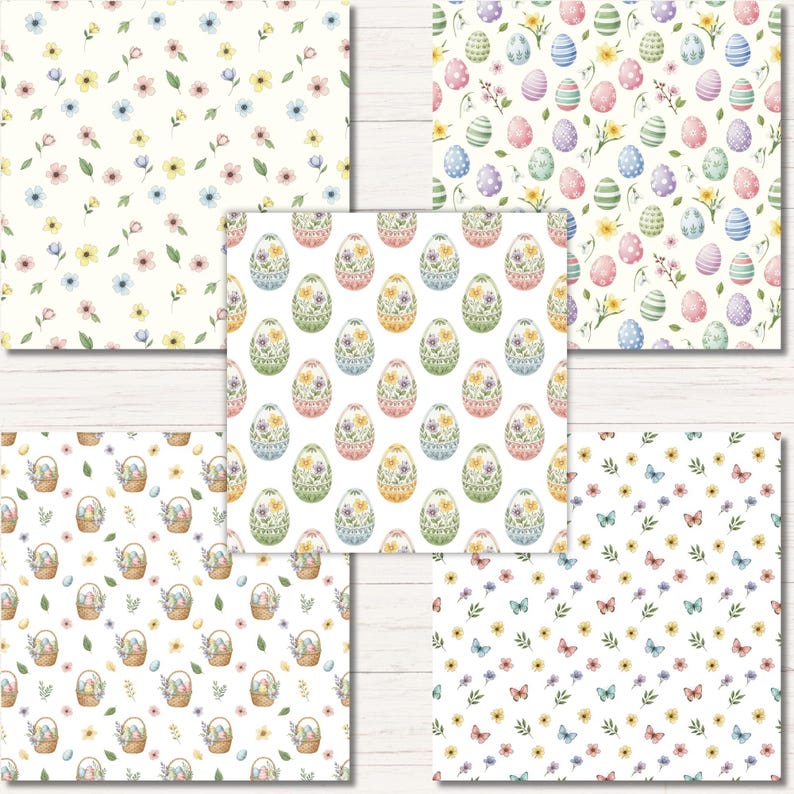 Storybook Easter Digital Paper Pack, Seamless Patterns for Scrapbooking ...