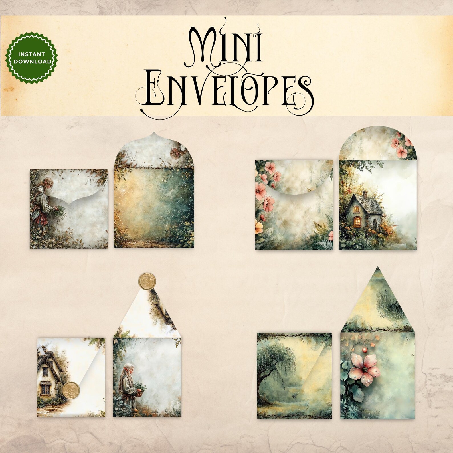 Magical Elven Forest Mini Envelopes Printable Envelopes Enchanted ...