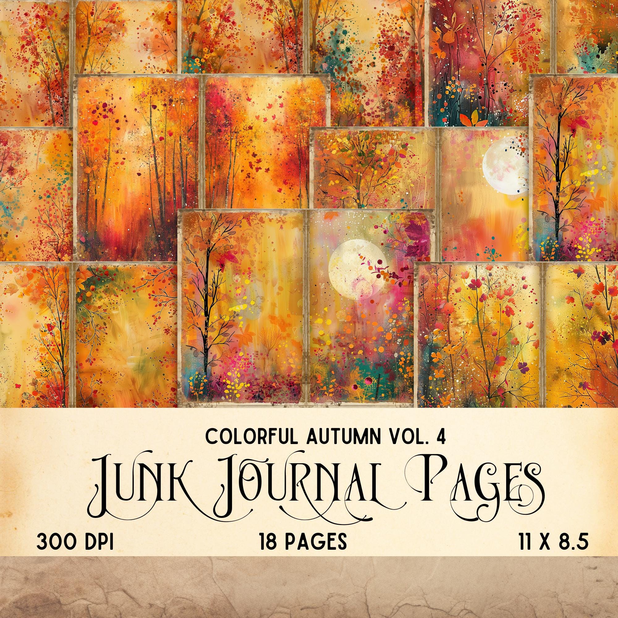 Colorful Autumn Collage Junk Journal Pages, Digital Fall Scrapbook ...
