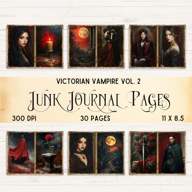Victorian Vampire Junk Journal Kit, Gothic Printable Pages for ...