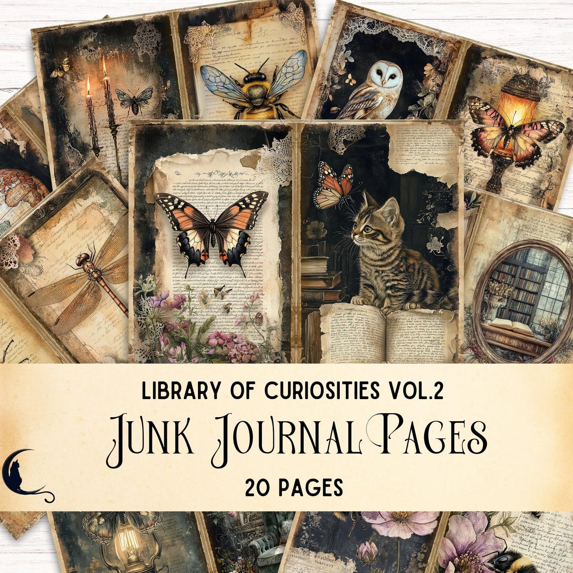 Library of Curiosities Junk Journal Kit, Printable Vintage Insect ...