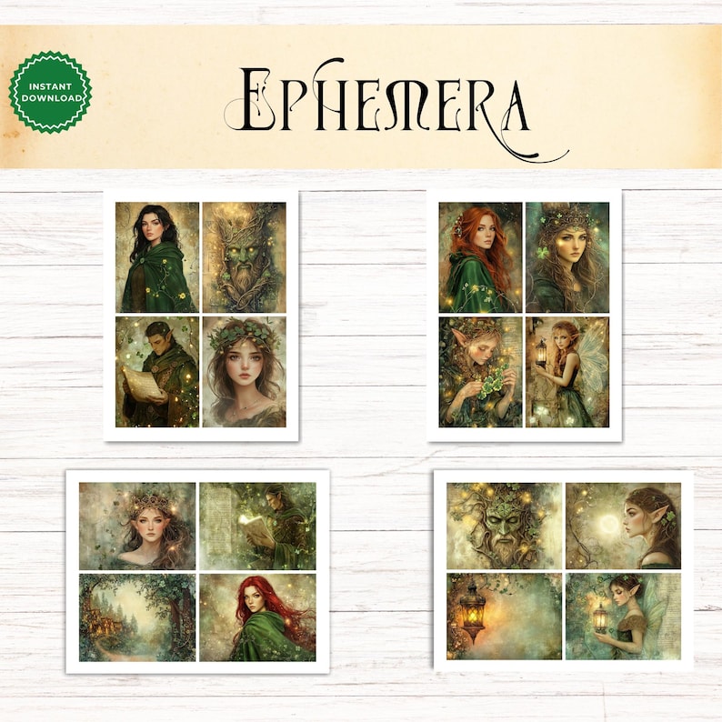 Enchanted Celtic Forest Junk Journal Ephemera Kit, Printable Digital ...