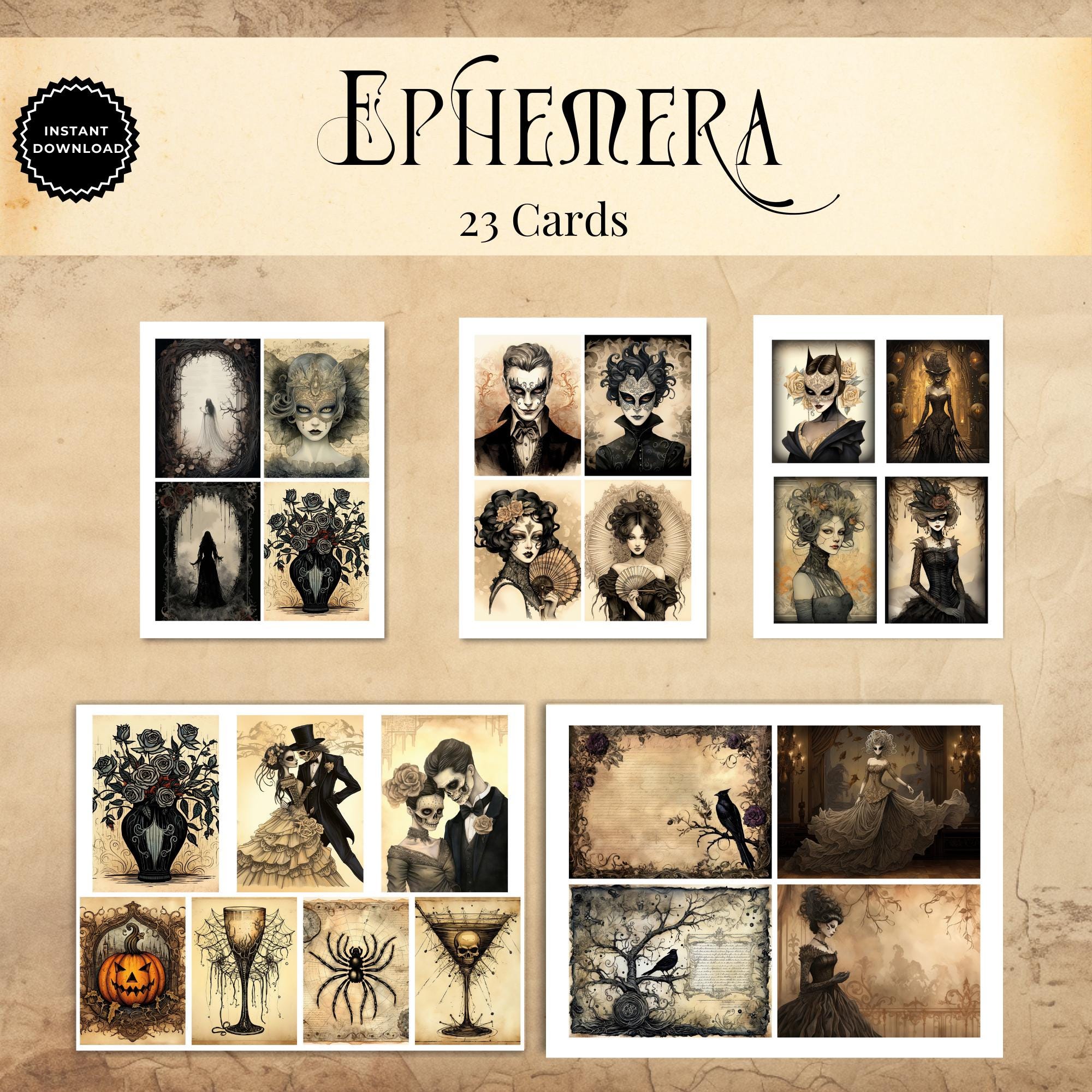 Vintage Gothic Halloween Ephemera Kit Vintage Ephemera Printable Junk ...