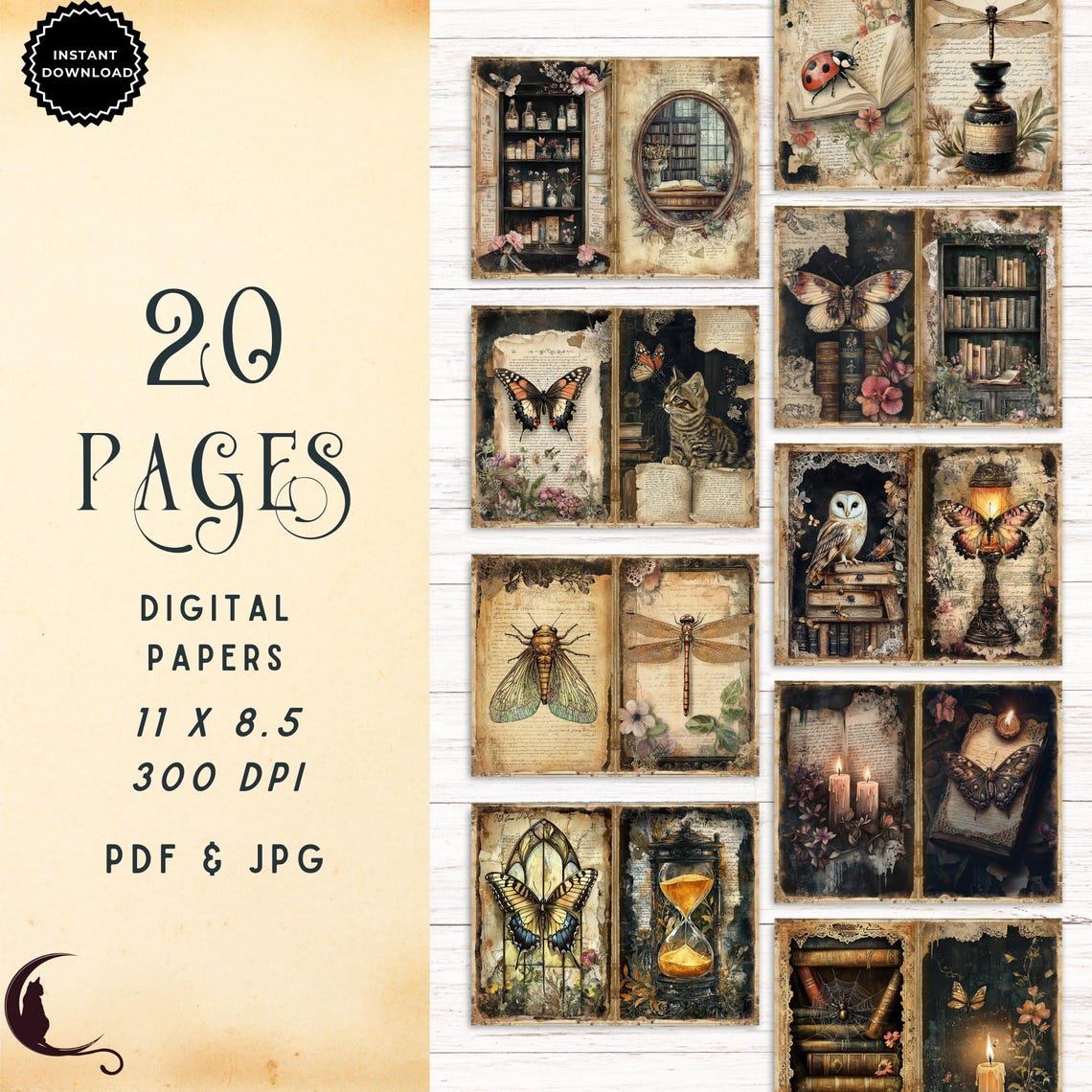 Library of Curiosities Junk Journal Kit, Printable Vintage Insect ...