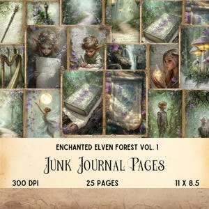 Elven Forest Junk Journal Pages, Fantasy Scrapbook Paper, Printable ...