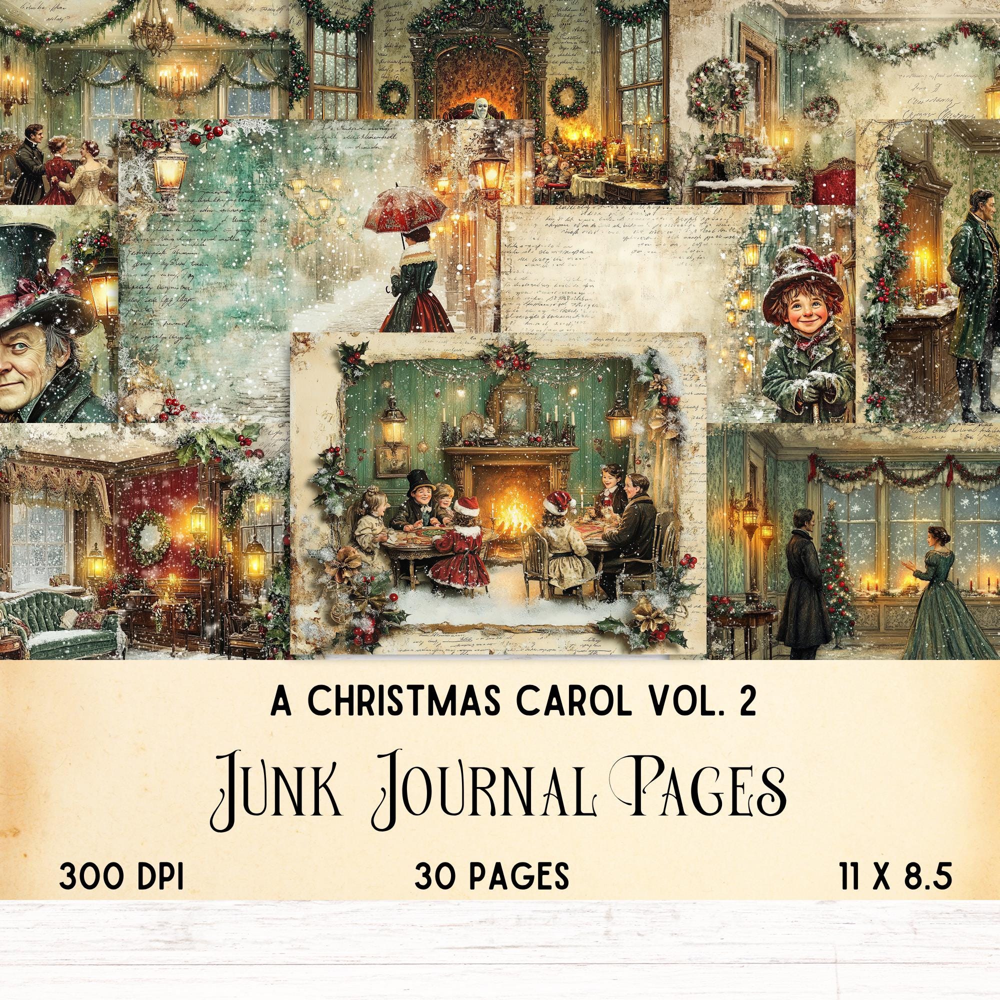 A Christmas Carol Junk Journal Pages, Victorian Printable Paper Kit ...