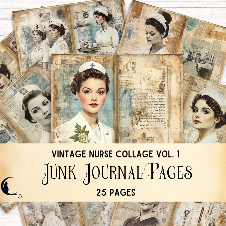 Nurse Junk Journal, Vintage Nurse Ephemera, Digital Collage, Medical ...