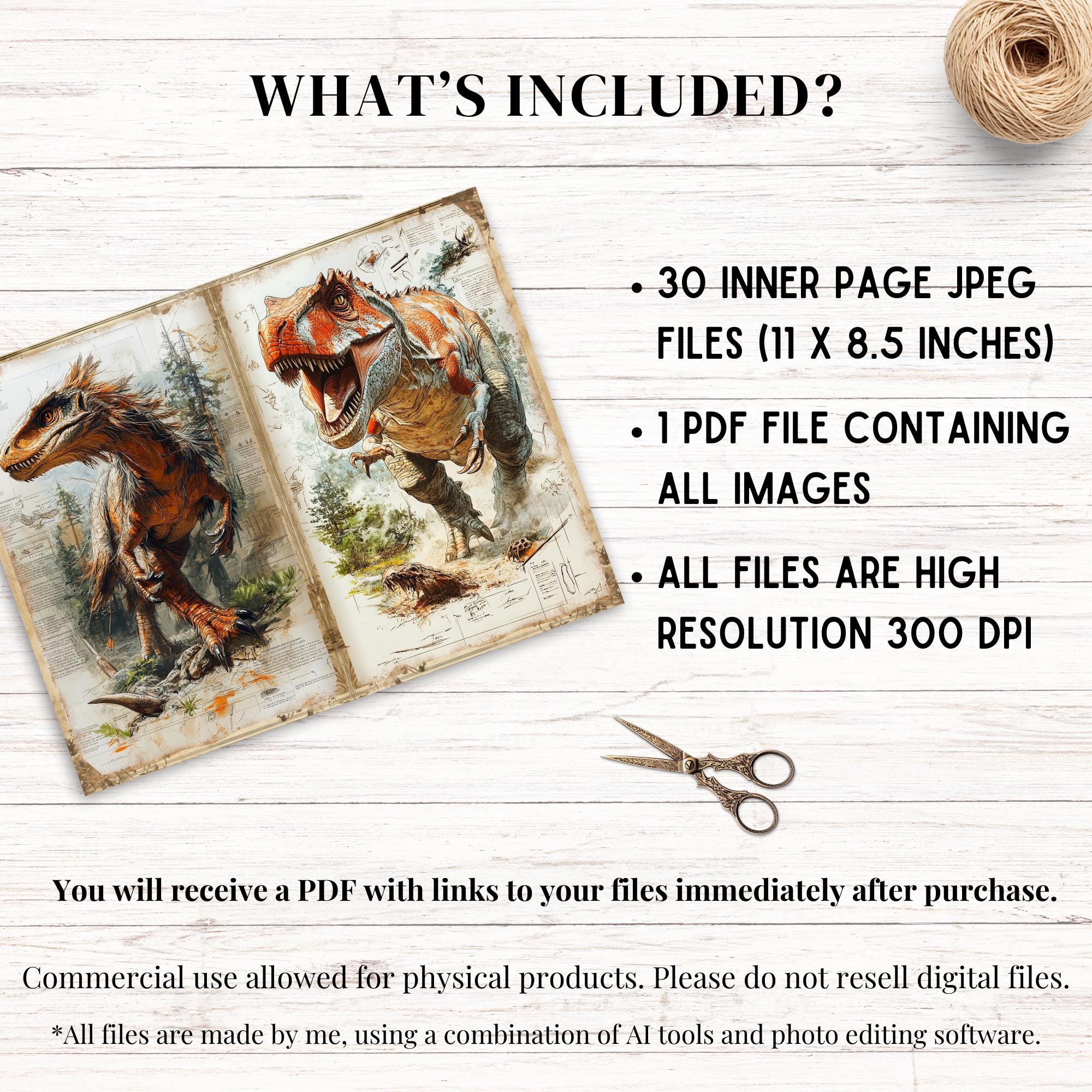 Dinosaur Junk Journal Kit, Printable Scrapbook Pages, Vintage ...