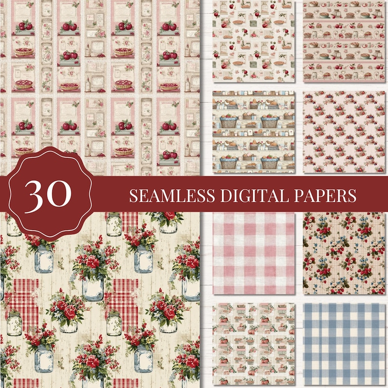 Cottagecore Baking Digital Paper Pack, Seamless Patterns for ...