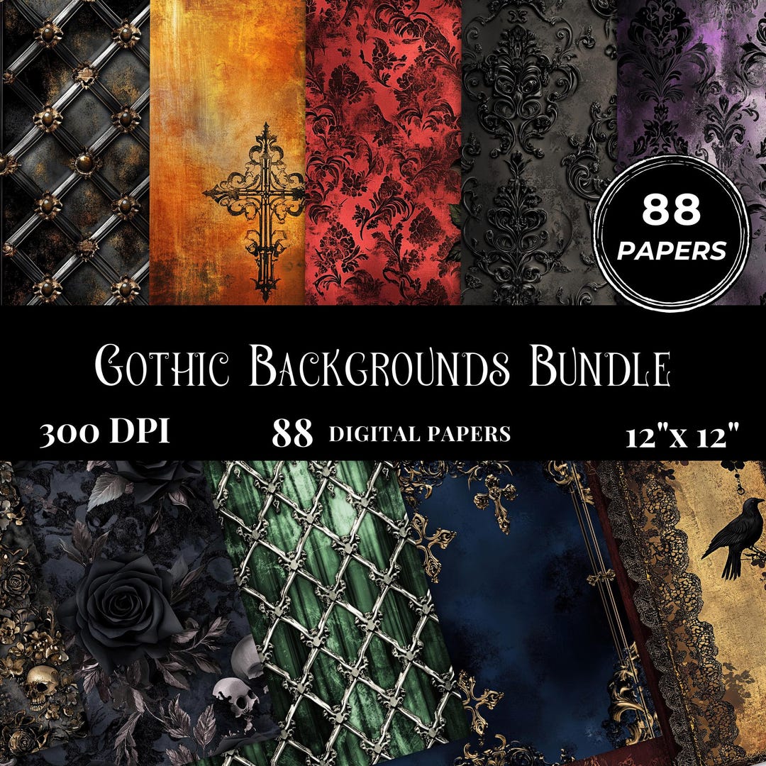 Gothic Digital Paper Bundle, Dark Aesthetic Printable Backgrounds for ...