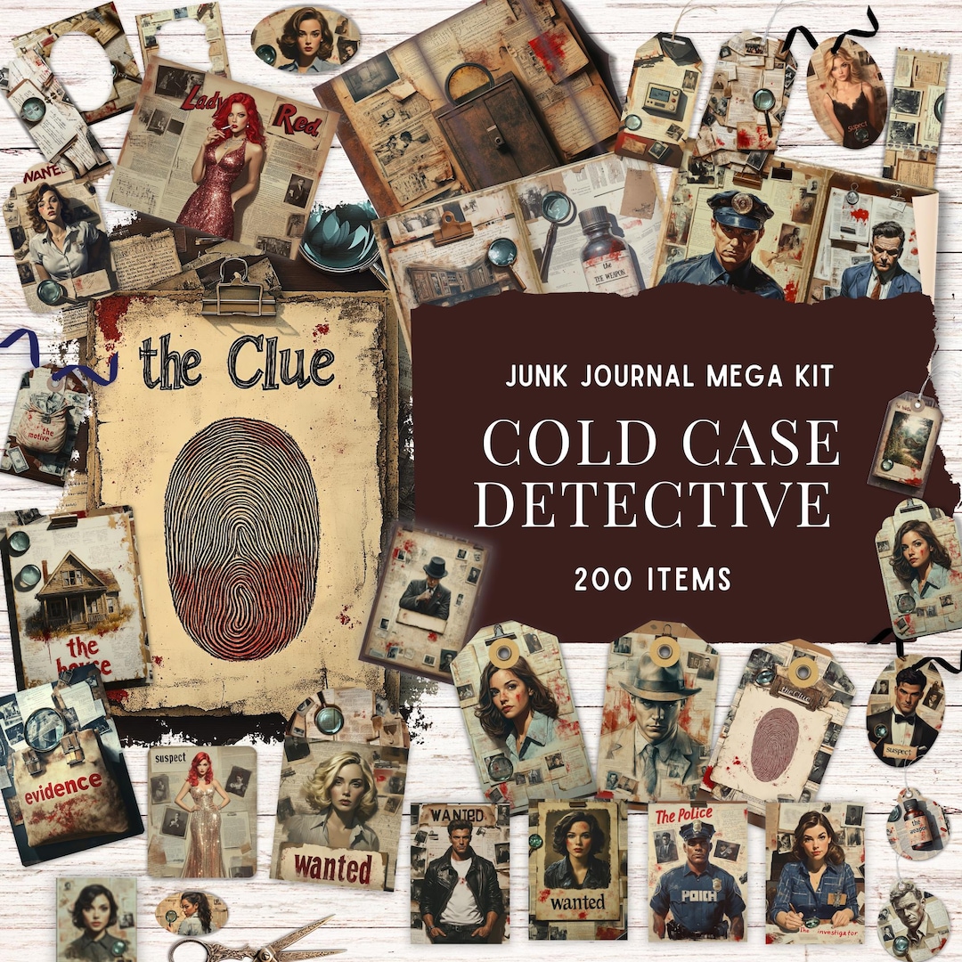 Cold Case Junk Journal Kit, Mystery Case File, Scrapbook Kit, Folding ...