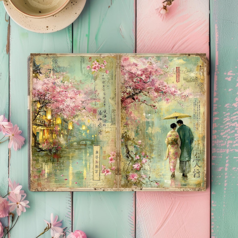 Sakura Reverie Junk Journal Kit, Printable Japanese Cherry Blossom ...