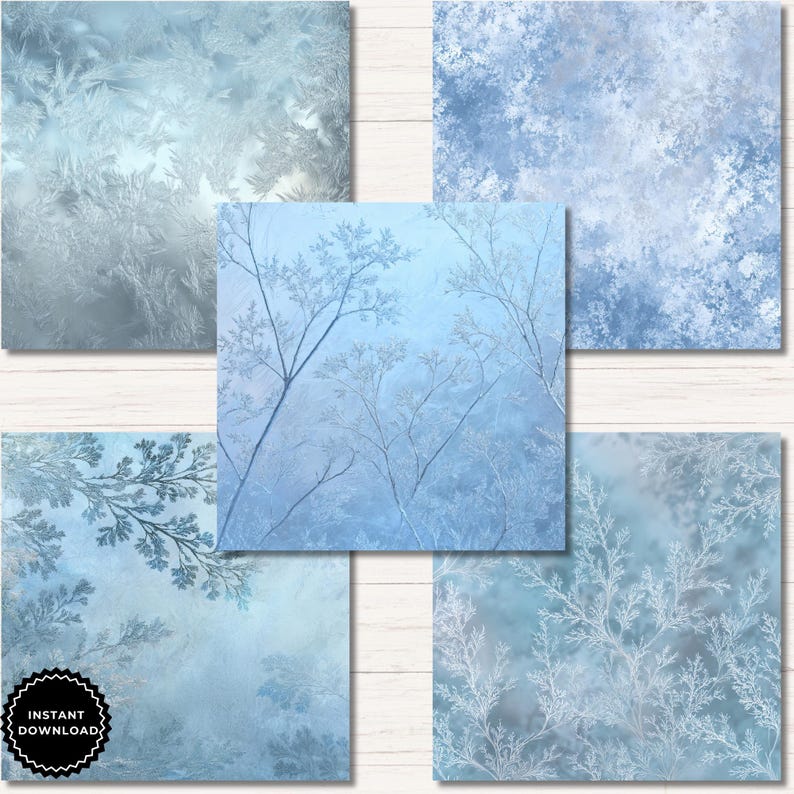 Frosted Winter Backgrounds, Vintage Icy Textures, Snow Digital ...