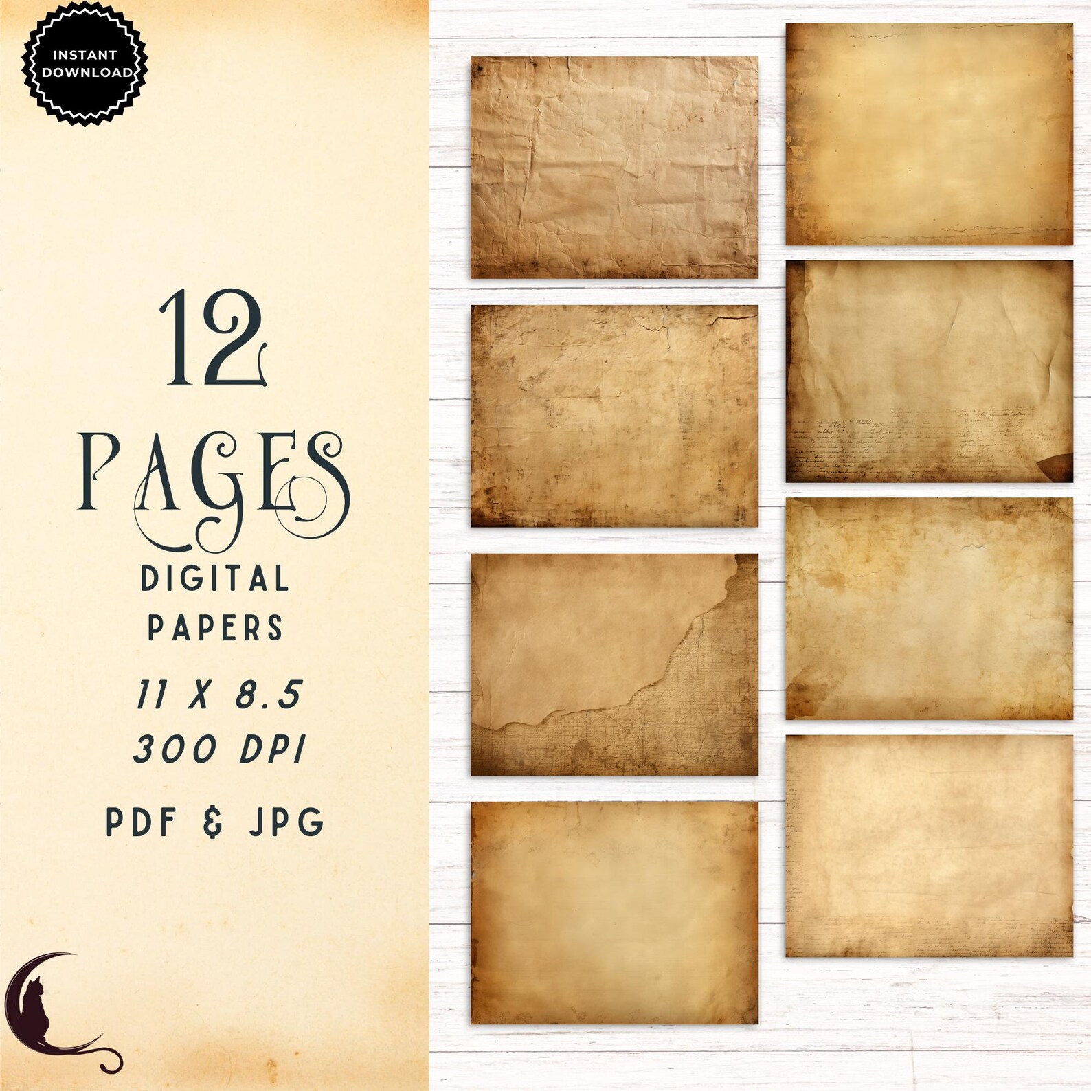 Antique Parchment Junk Journal Pages Digital Vintage Paper Aged ...