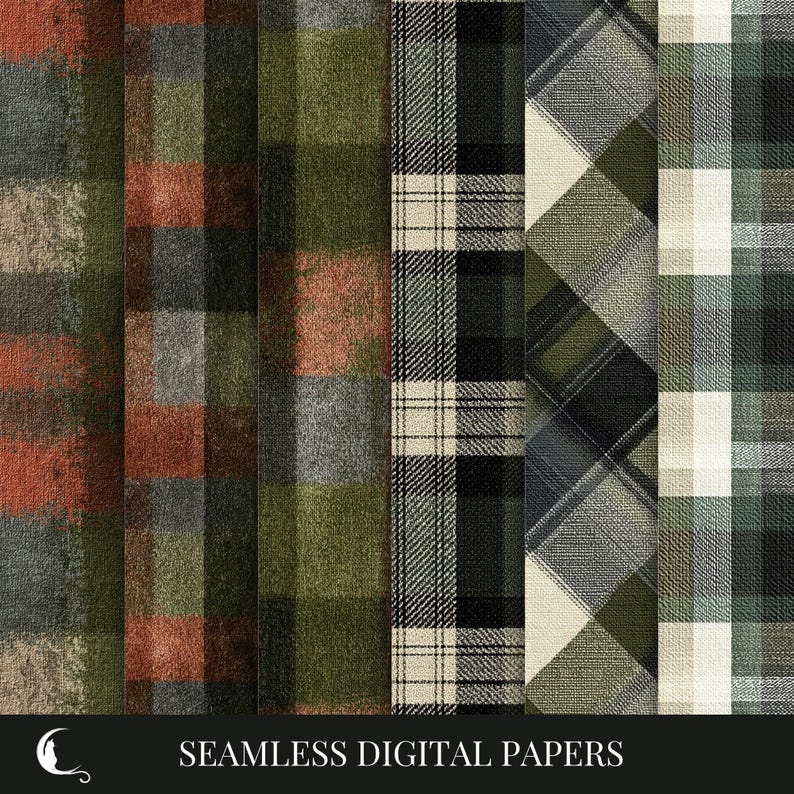 Seamless Tartan Plaid Digital Paper, Printable Patterns for ...