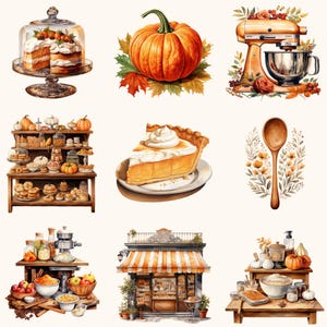 Autumn Bakery Clipart, Coffee Lover PNG, Autumn Treats, Watercolor ...