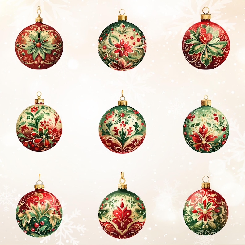 Vintage Christmas Ornament Clipart, Christmas Ball PNG, Instant ...