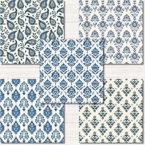 Indian Block Print Digital Paper, Seamless Floral Patterns, Printable ...