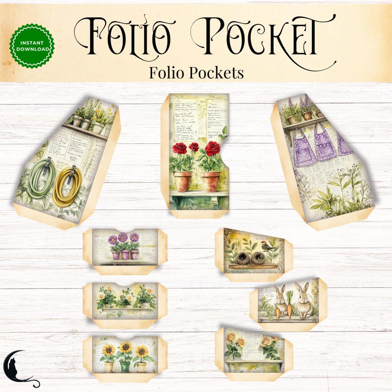 Gardening Diary Junk Journal Folio Kit, Digital Ephemera, Printable ...