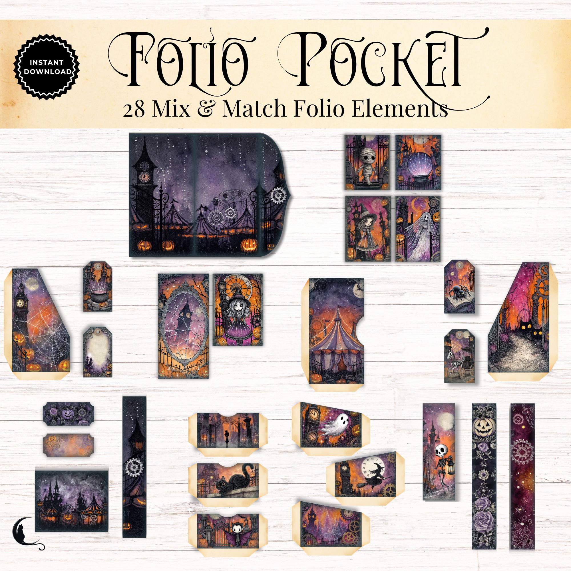 Haunted Clockwork Carnival Junk Journal Folio Kit, Spooky Printable ...