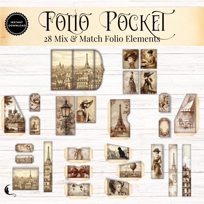 Vintage Paris Junk Journal Folio Kit Printable Pocket, French Toile De ...