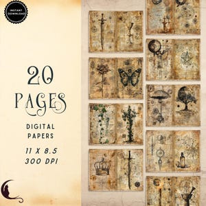 Gothic Manuscript Junk Journal Pages, Printable Medieval Papers ...