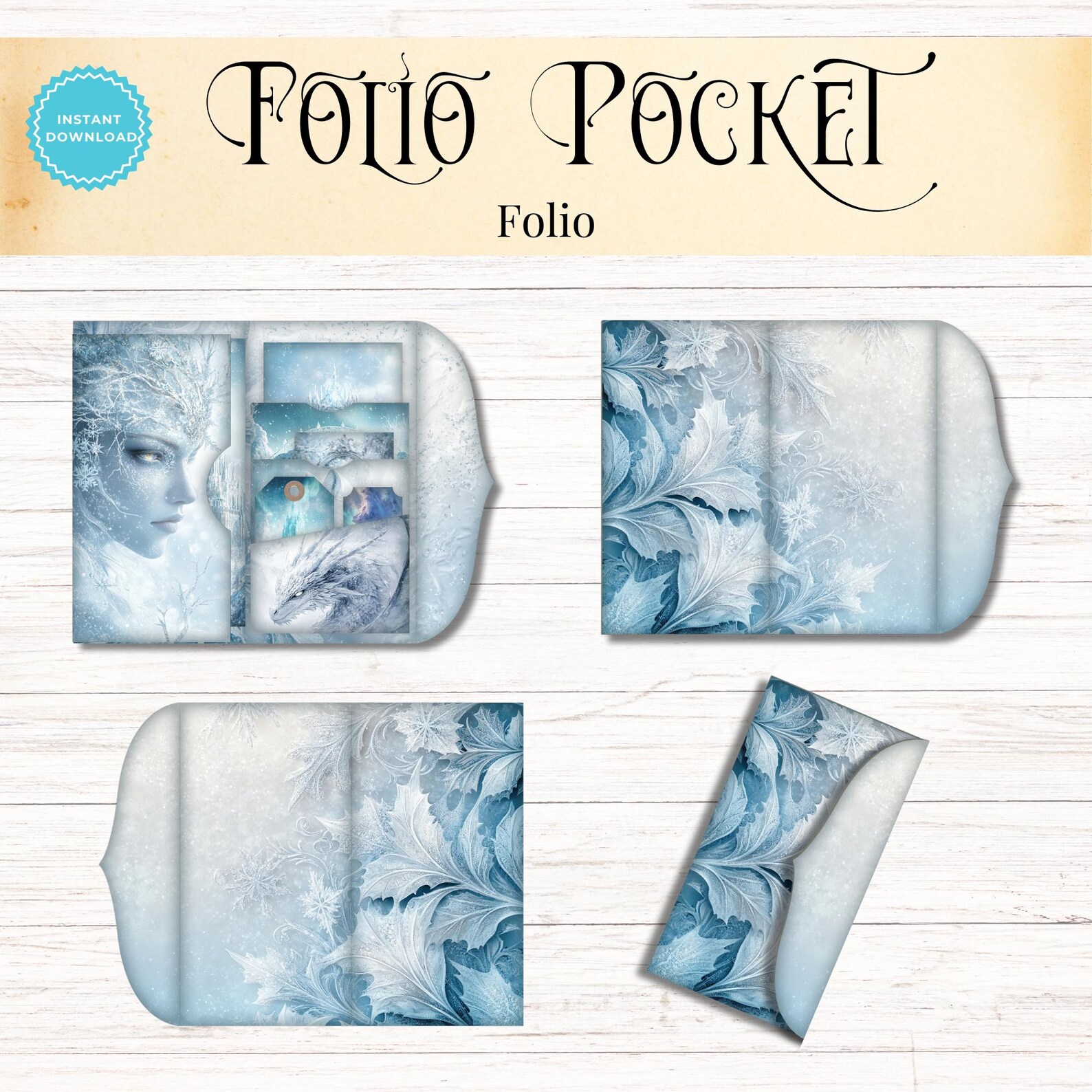 Enchanted Ice Kingdom Junk Journal Folio Kit Printable Pocket Ephemera ...