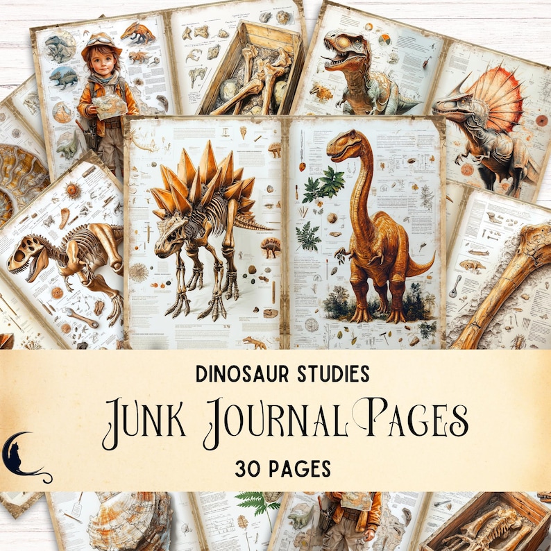 Dinosaur Junk Journal Kit, Printable Scrapbook Pages, Vintage ...