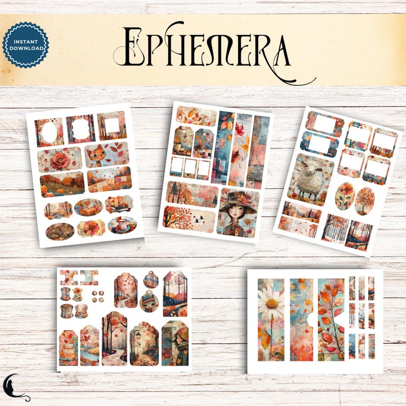 Fall Mixed Media Collage Junk Journal Kit, Printable Autumn Folio ...