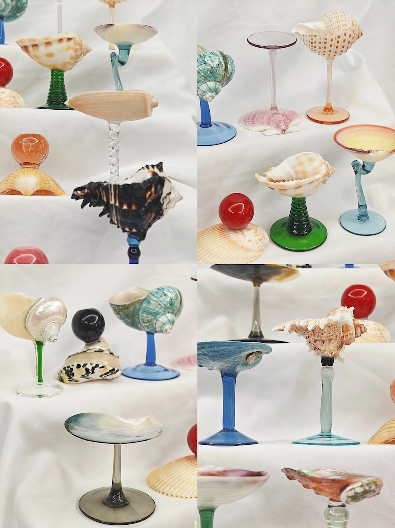 Customized Seashell Martini Glasses, Seashell Cup Bracket Goblet ...