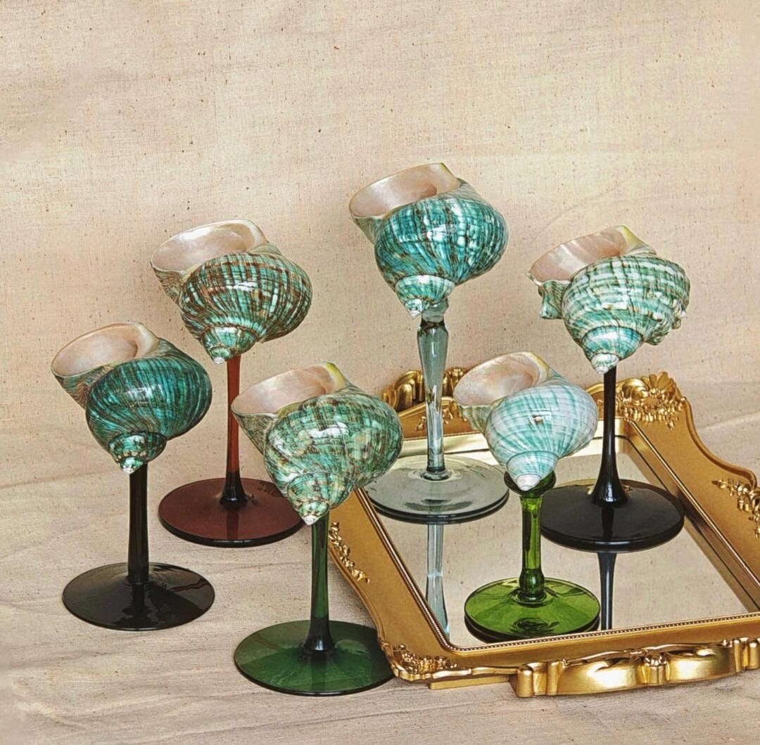 Customized Handmade Shell Wine Glasses, Beach Wedding Wine Glasses ...