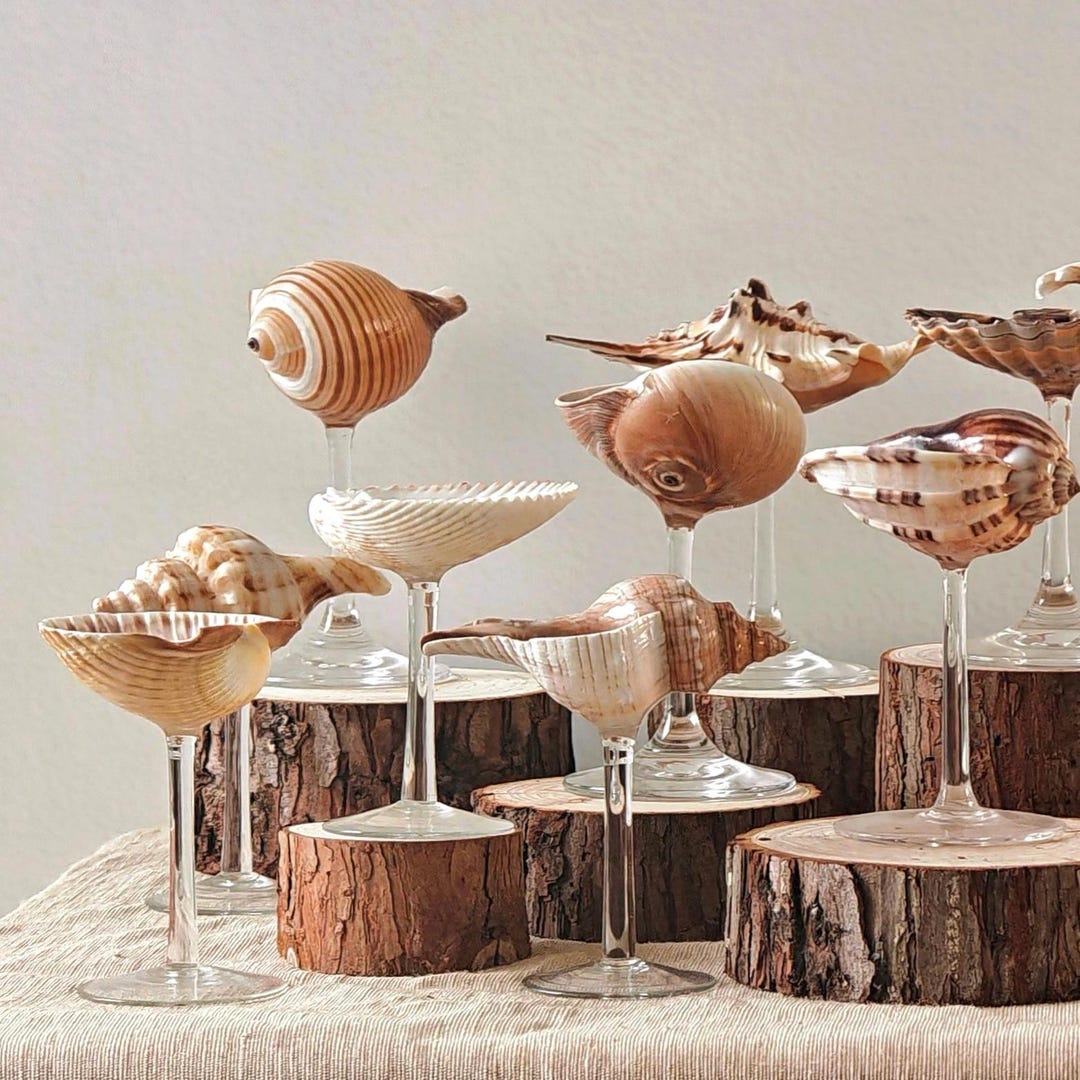 Customized Handmade Conch Shell Wine Glasses, Beach Wedding Wine ...