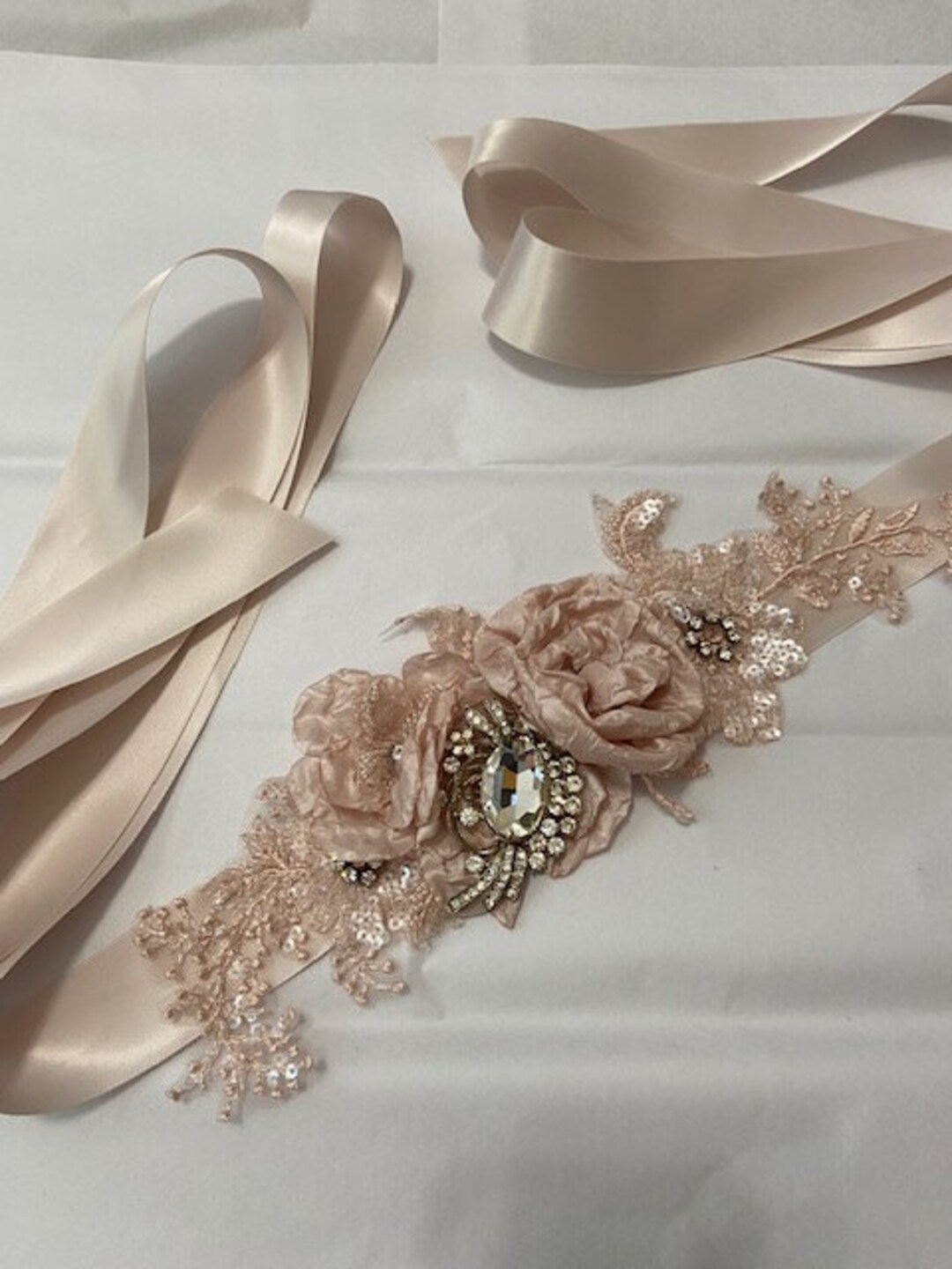 Blush Pink Wedding Sash, Pink Bridal Sash, Pink Flower Wedding Sash - Etsy