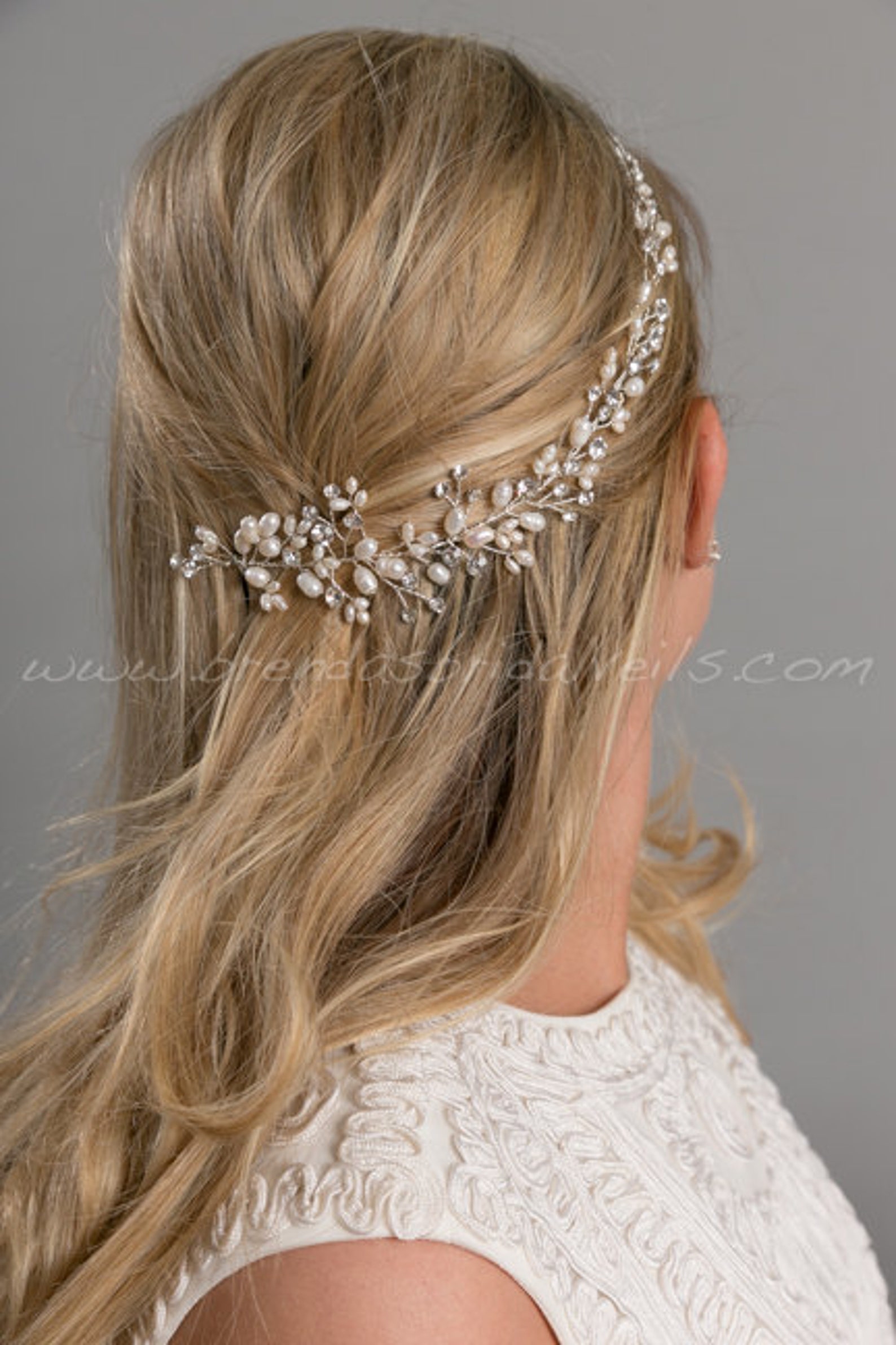 Wedding Pearl Hair Vine Pearl Hair Swag Trisha | Etsy