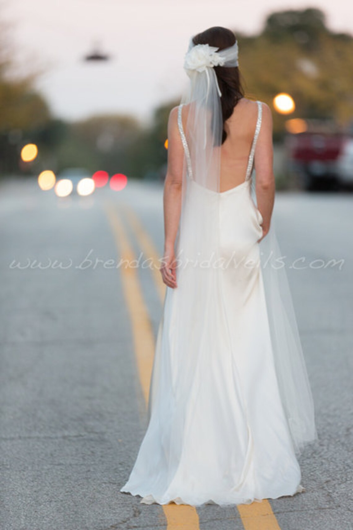 3 Piece Bridal Veil Set Tulle Head Wrap Tulle Tails W Silk | Etsy