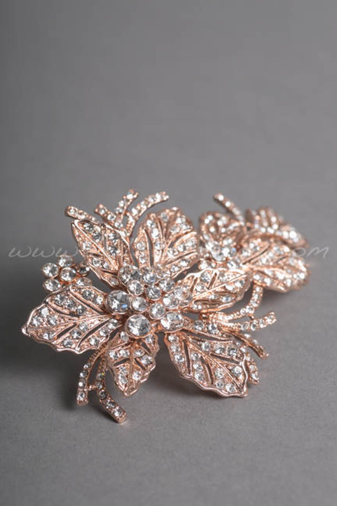 Rose Gold Rhinestone Headpiece Rose Gold Flower Bridal Hair | Etsy