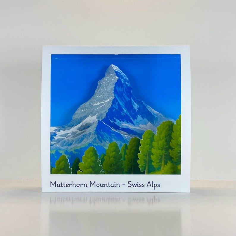 Diorama Pop up Card | Matterhorn Mountain | Polaroid-like Frame ...