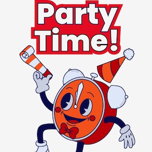 Printable Birthday Card Its Party Time Time to Party Party Clock Card ...