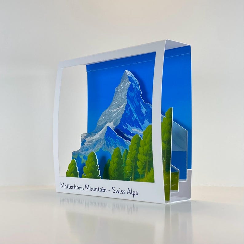 Diorama Pop up Card | Matterhorn Mountain | Polaroid-like Frame ...