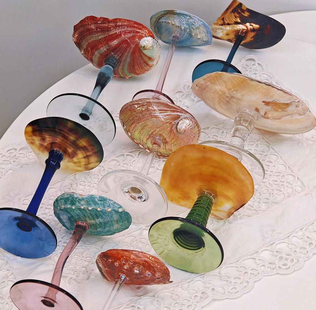 Customize Handmade Shell Wine Glasses, Wedding Shell Wine Glasses ...