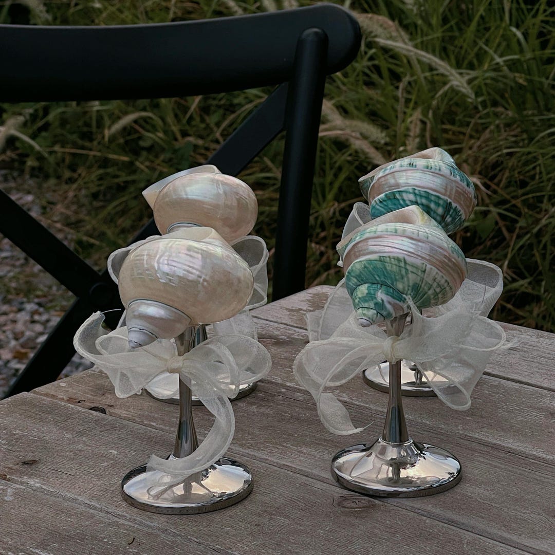 Custom Name Silver Vintage Seashell Wine Glasses,handmade Seashell ...