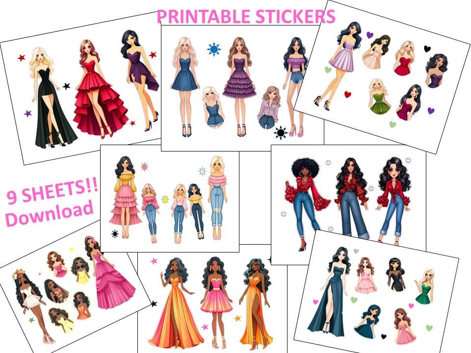 Printable Doll Stickers - Etsy