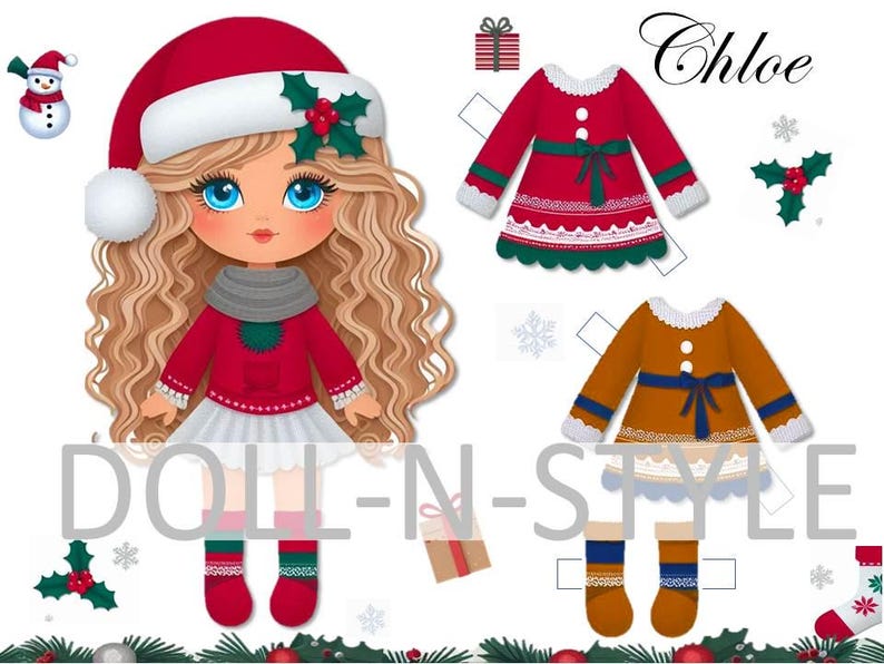 Christmas Printable Paper Dolls - Etsy