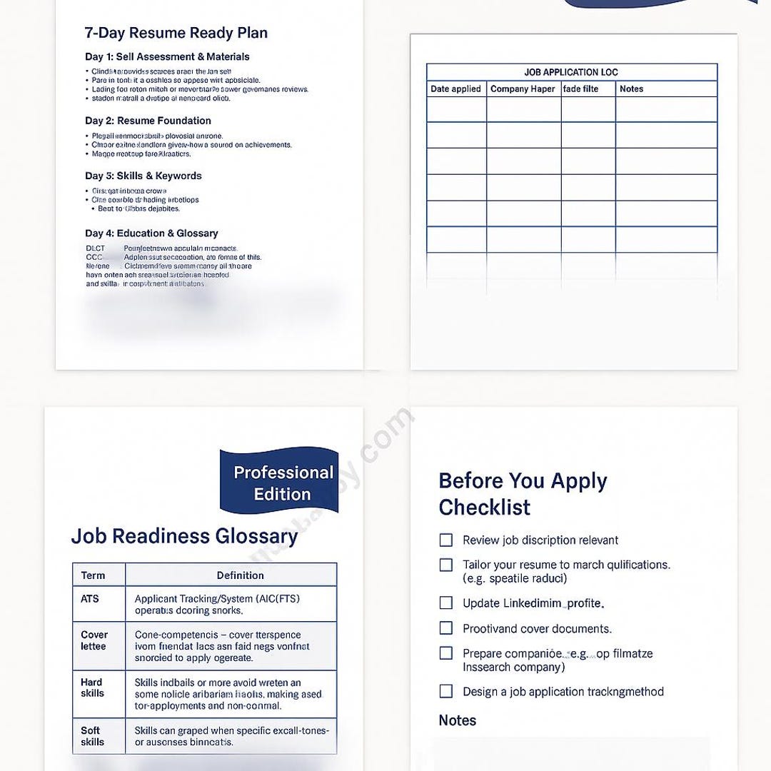 Career Toolkit Bundle: Resume Plans, Job Log, Checklist - Professional ...