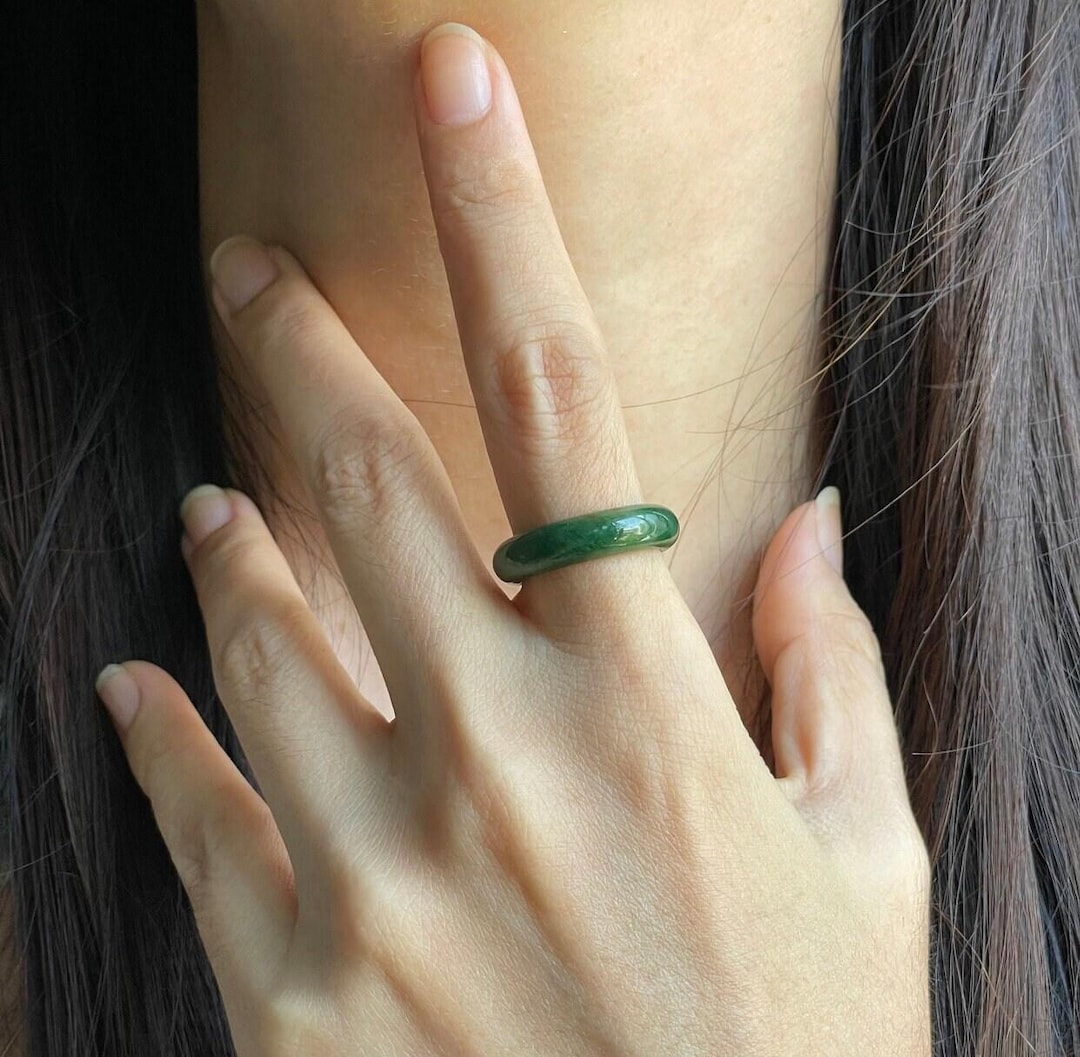 Natural Nephrite Jade Ring Genuine Burmese Jadeite Jade Natural Grade A ...