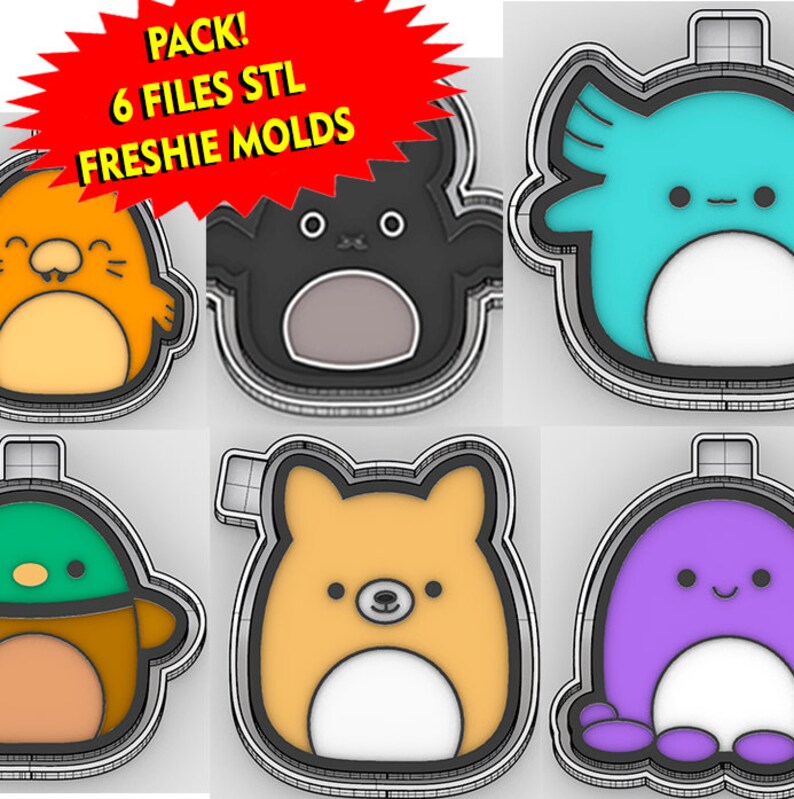 Pack 2 - Squishmallow Kawai, Freshie Mold, STL for Silicone Mold - STL ...