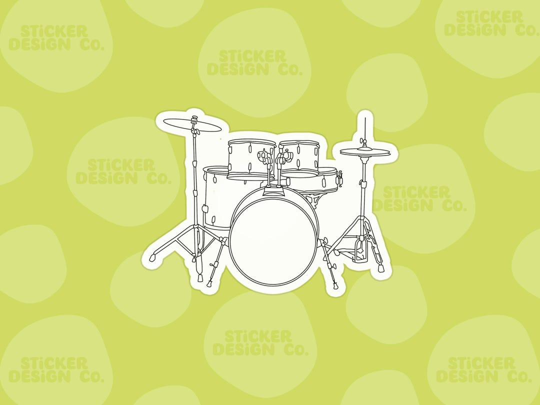 Drum Kit Sticker for Laptop, Water Bottle, Phone, Vinyl Stickers, Gift ...