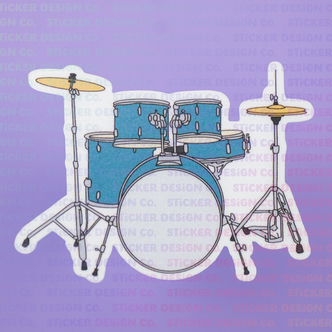Drum Kit Sticker for Laptop, Water Bottle, Phone, Vinyl Stickers, Gift ...