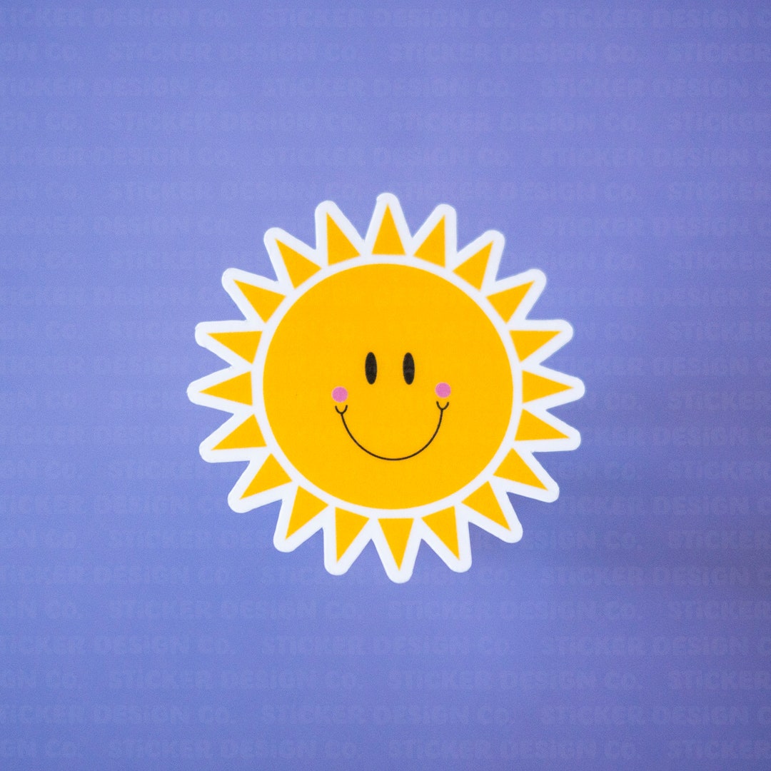 Smiling Sun Sticker for Laptop, Water Bottle, Phone, Vinyl Stickers ...